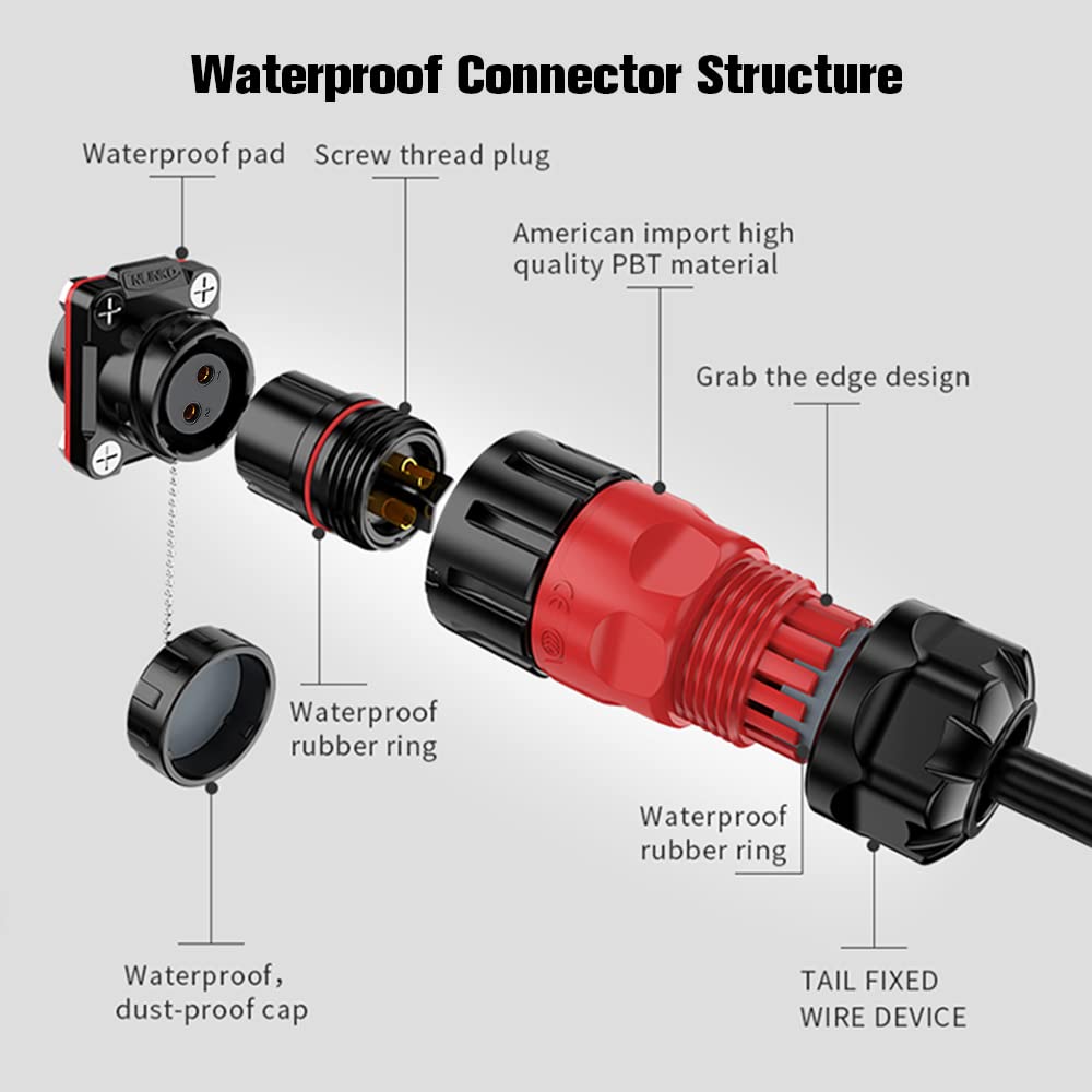 3 Pin Aviation Connectors Solder Wire Socket Plug with Waterproof Dust ...