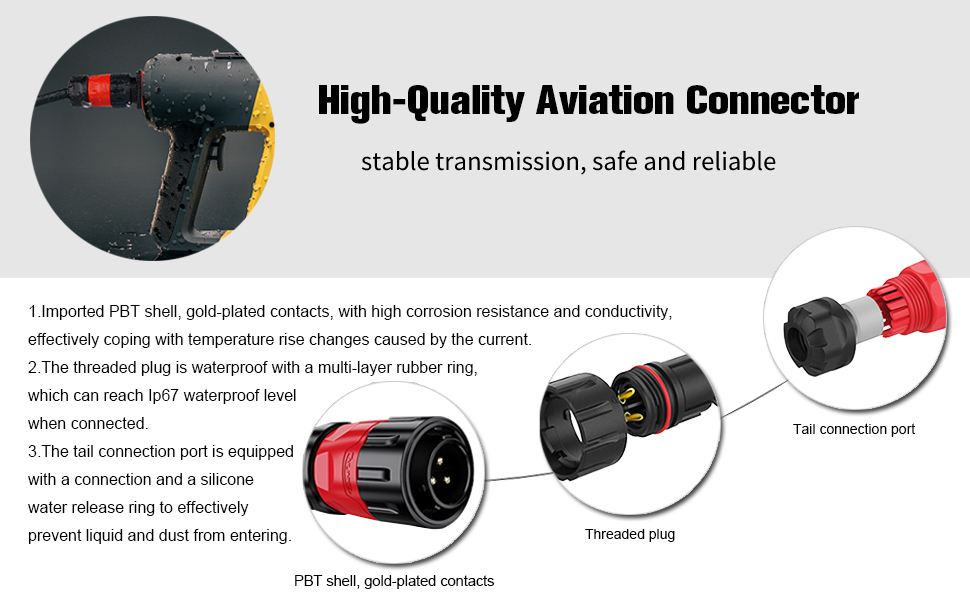 3 Pin Aviation Connectors Solder Wire Socket Plug with Waterproof Dust ...