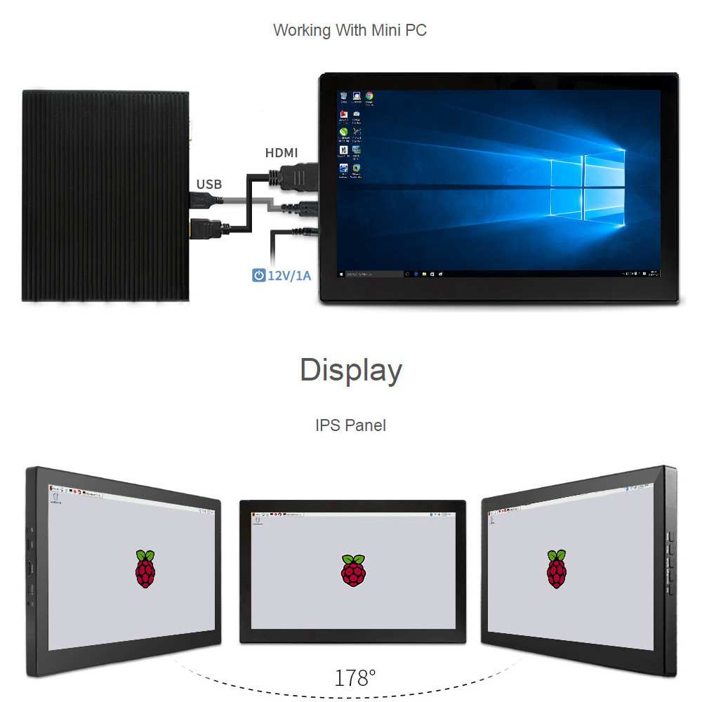 Wareshare® 7 Inch IPS HDMI Display Tempered Glass Capacitive Touch ...