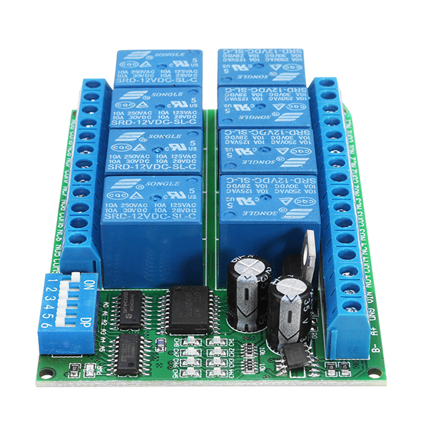8 Canais DC 12V RS485 Módulo de Relé Modbus RTU 485 Interruptor de ...