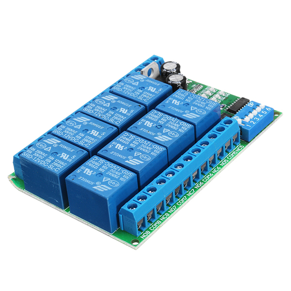 8 Canais DC 12V RS485 Módulo de Relé Modbus RTU 485 Interruptor de ...