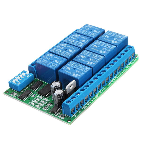 8 Canais DC 12V RS485 Módulo de Relé Modbus RTU 485 Interruptor de ...