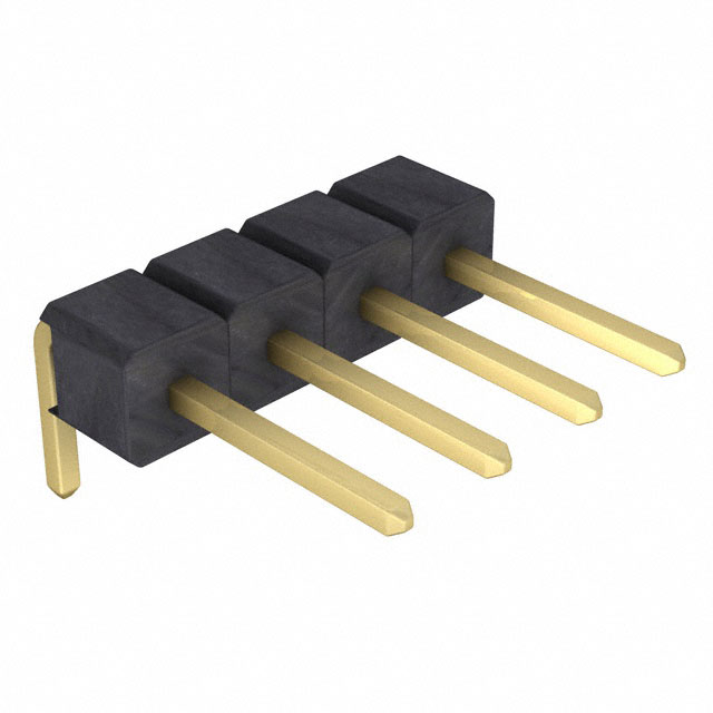 Elecbee pin header, 2.54mm pitch, 1x4 pin, horizontal insert, square pins.